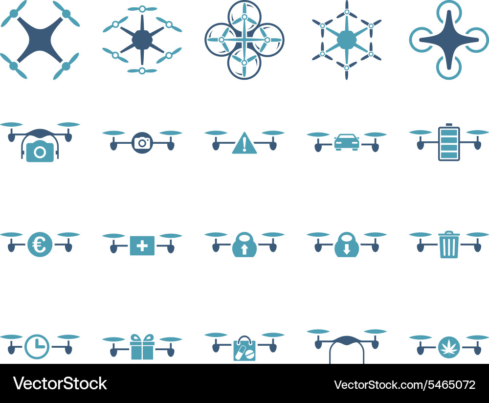 Air drone and quadcopter tool icons Royalty Free Vector