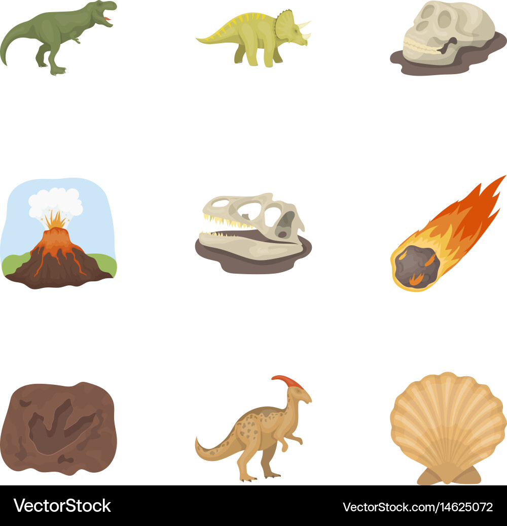 Ancient extinct animals and their tracks and Vector Image