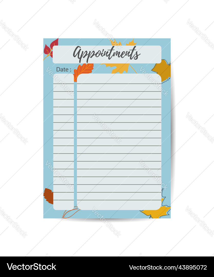 Appointment template daily check list organizer Vector Image