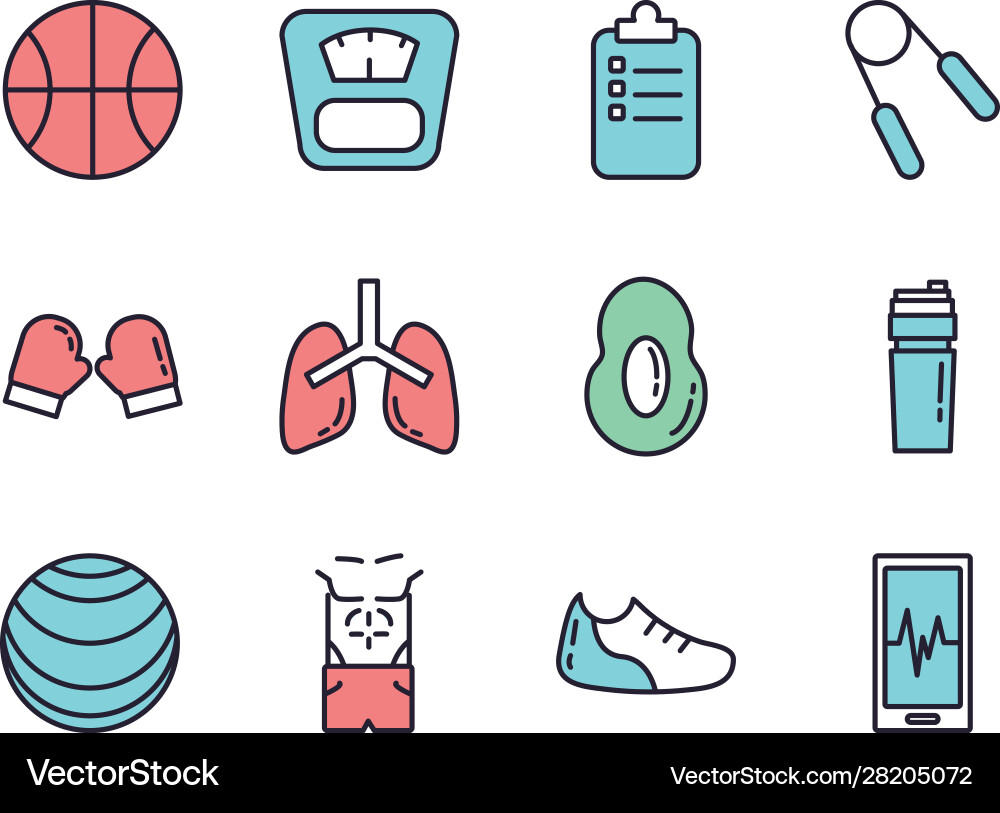 Bundle healthy lifestyle icons Royalty Free Vector Image