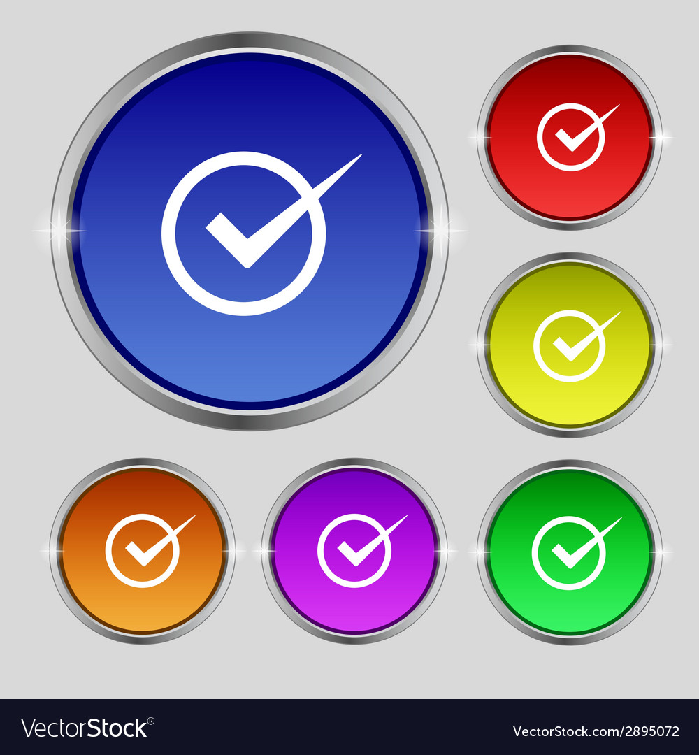 Check mark sign icon checkbox button set color Vector Image