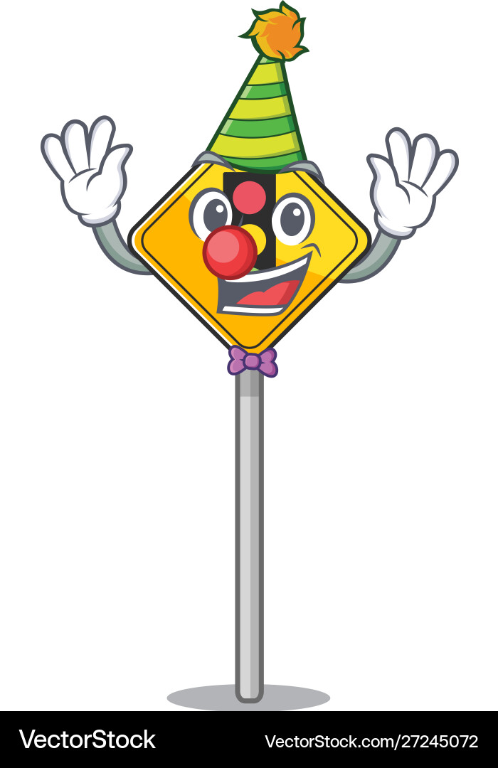 Clown traffic light ahead on roadside characters Vector Image