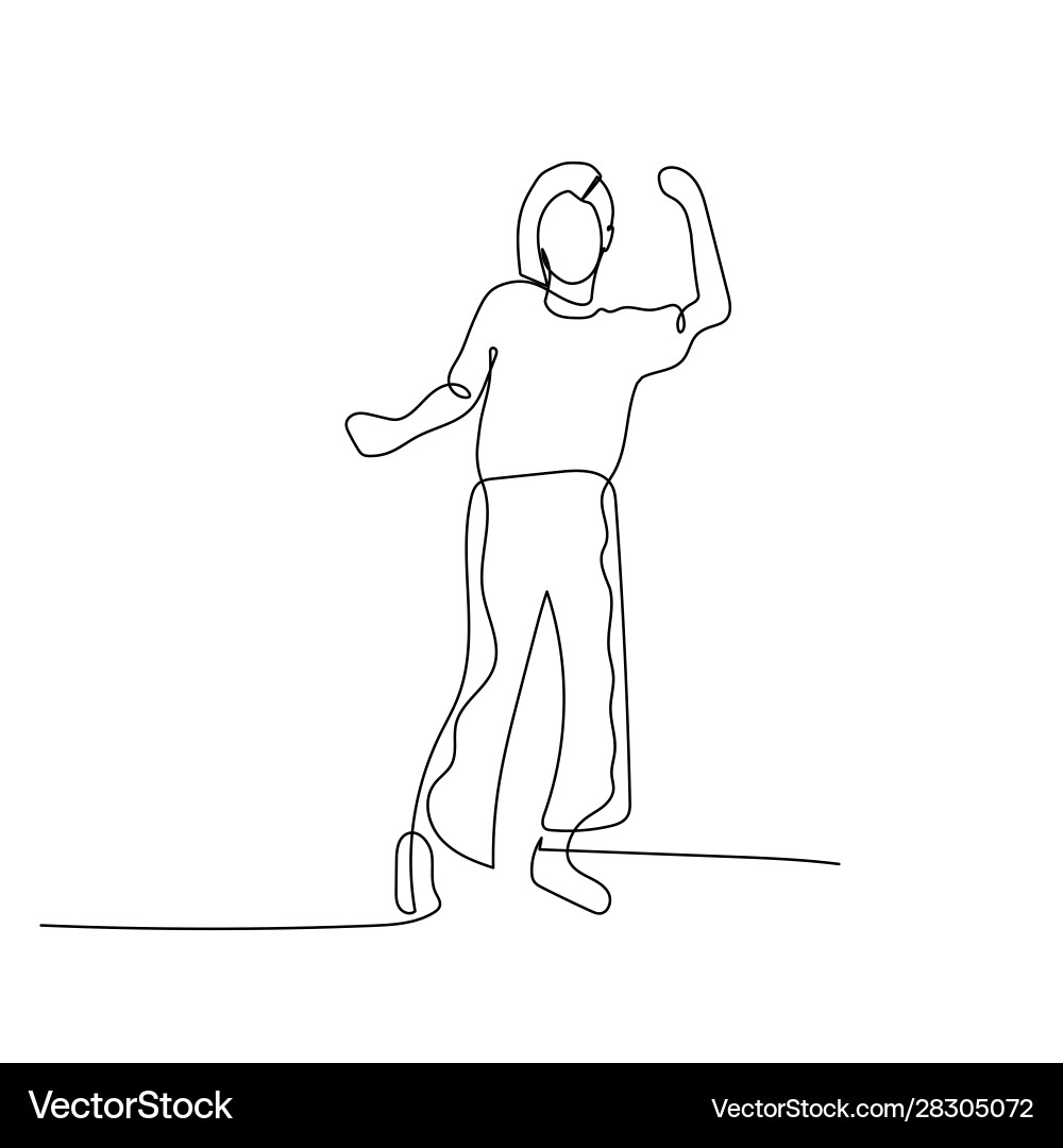 Continuous one line dancing woman with fancy Vector Image