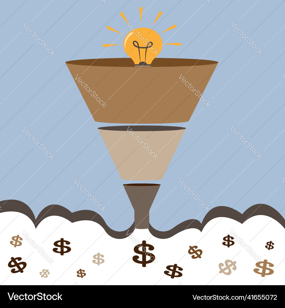 Funnel of ideas infographic Royalty Free Vector Image