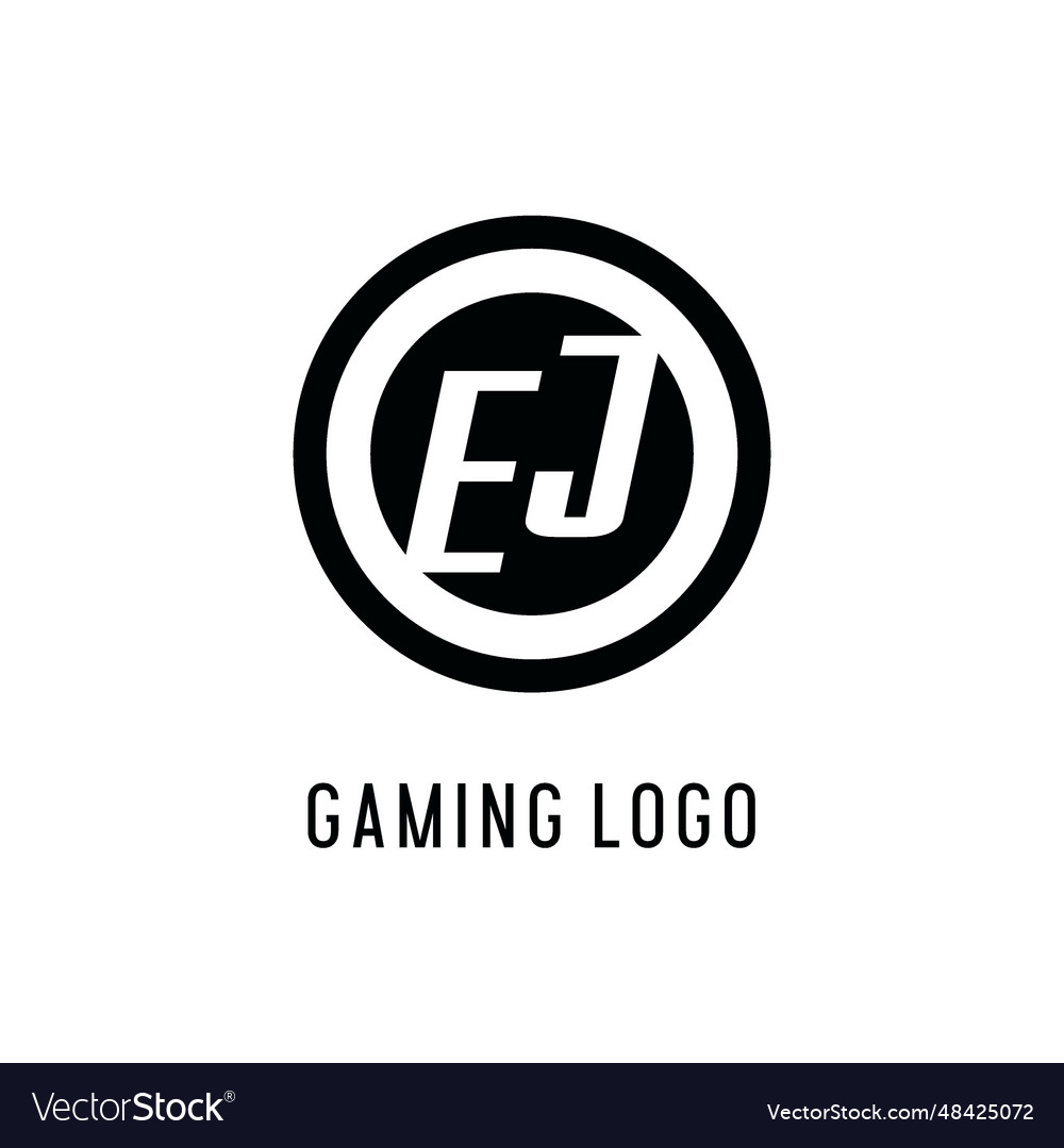 Initial ej logo concentric circle line clean Vector Image