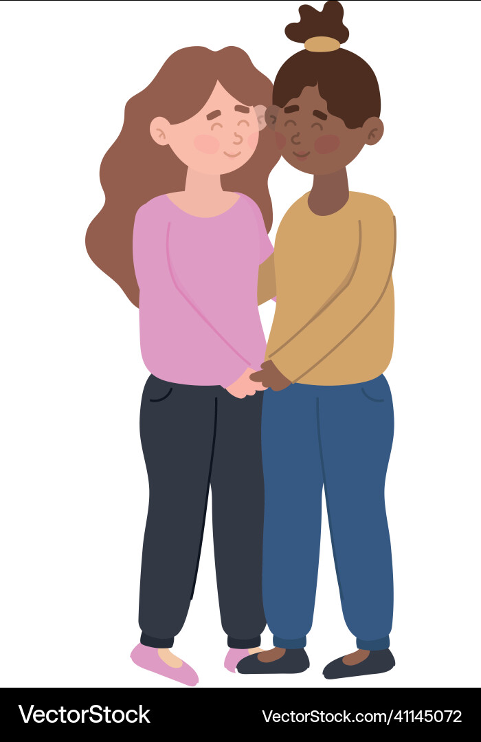Lesbian couple cartoon Royalty Free Vector Image