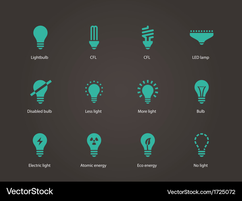Light bulb and cfl lamp icons Royalty Free Vector Image