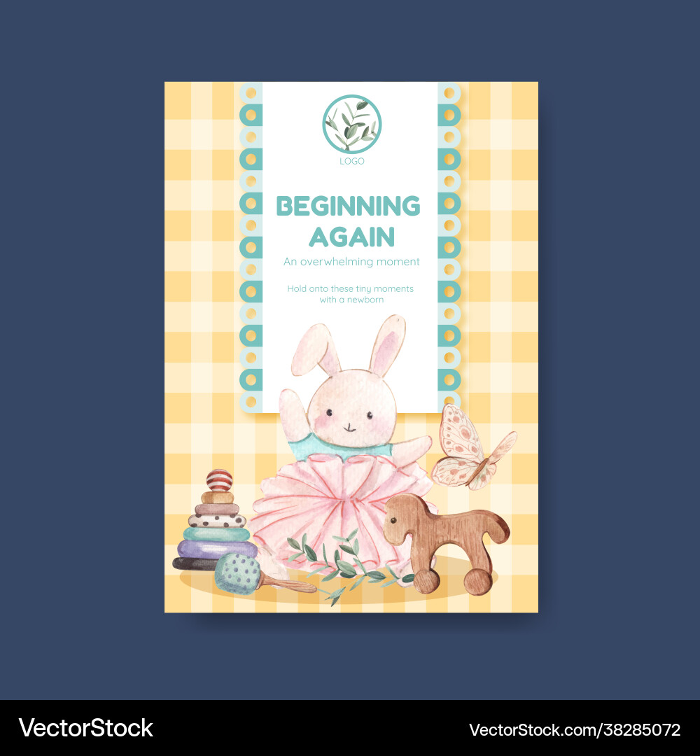 Poster template with hello baby concept Royalty Free Vector