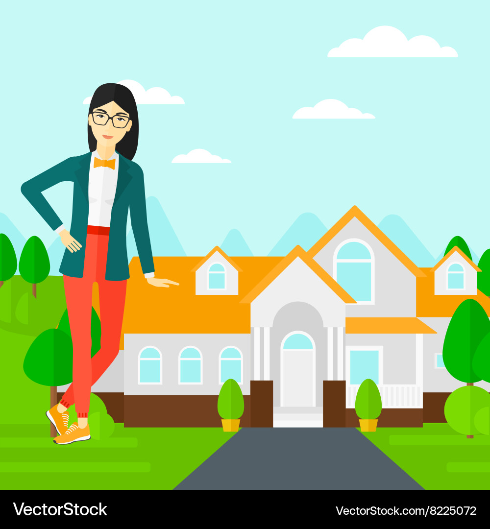 Real estate agent offering house Royalty Free Vector Image