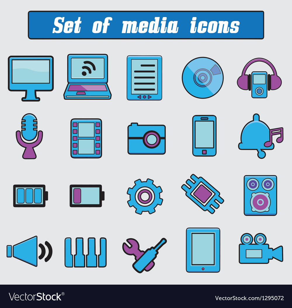 Set of multimedia icons Royalty Free Vector Image