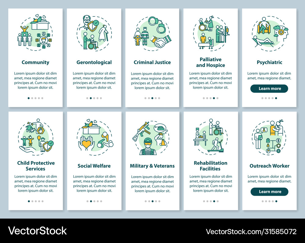 Social service onboarding mobile app page screen Vector Image