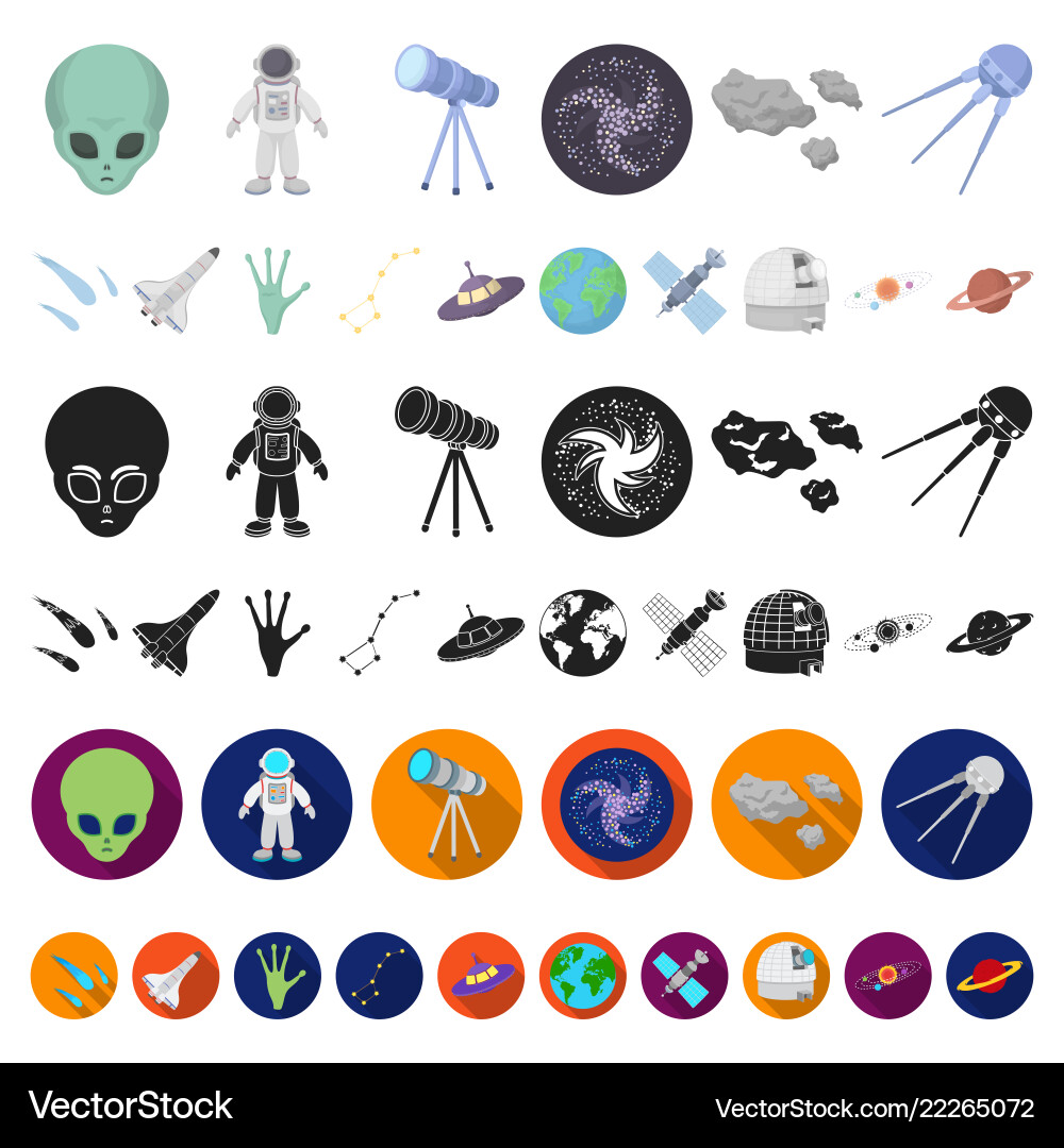 Space technology cartoon icons in set collection Vector Image