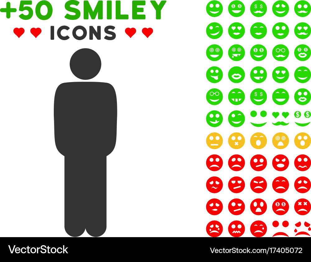 Standing man icon with bonus smiley collection Vector Image