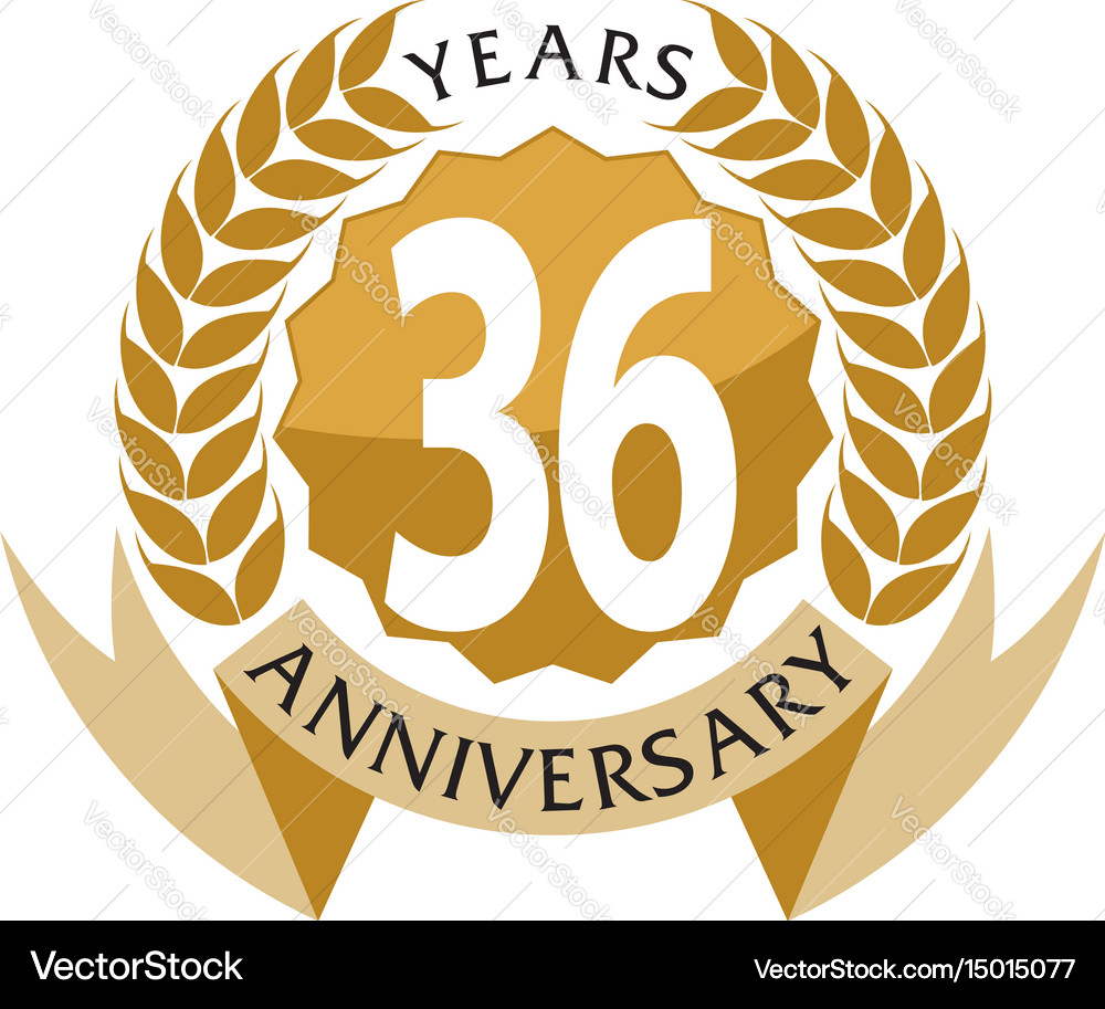 36 years ribbon anniversary Royalty Free Vector Image