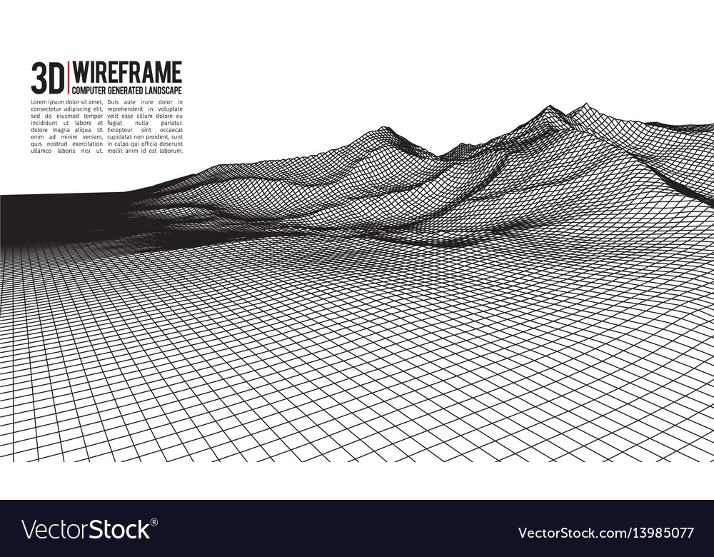 Abstract Wireframe Landscape Background Royalty Free Vector