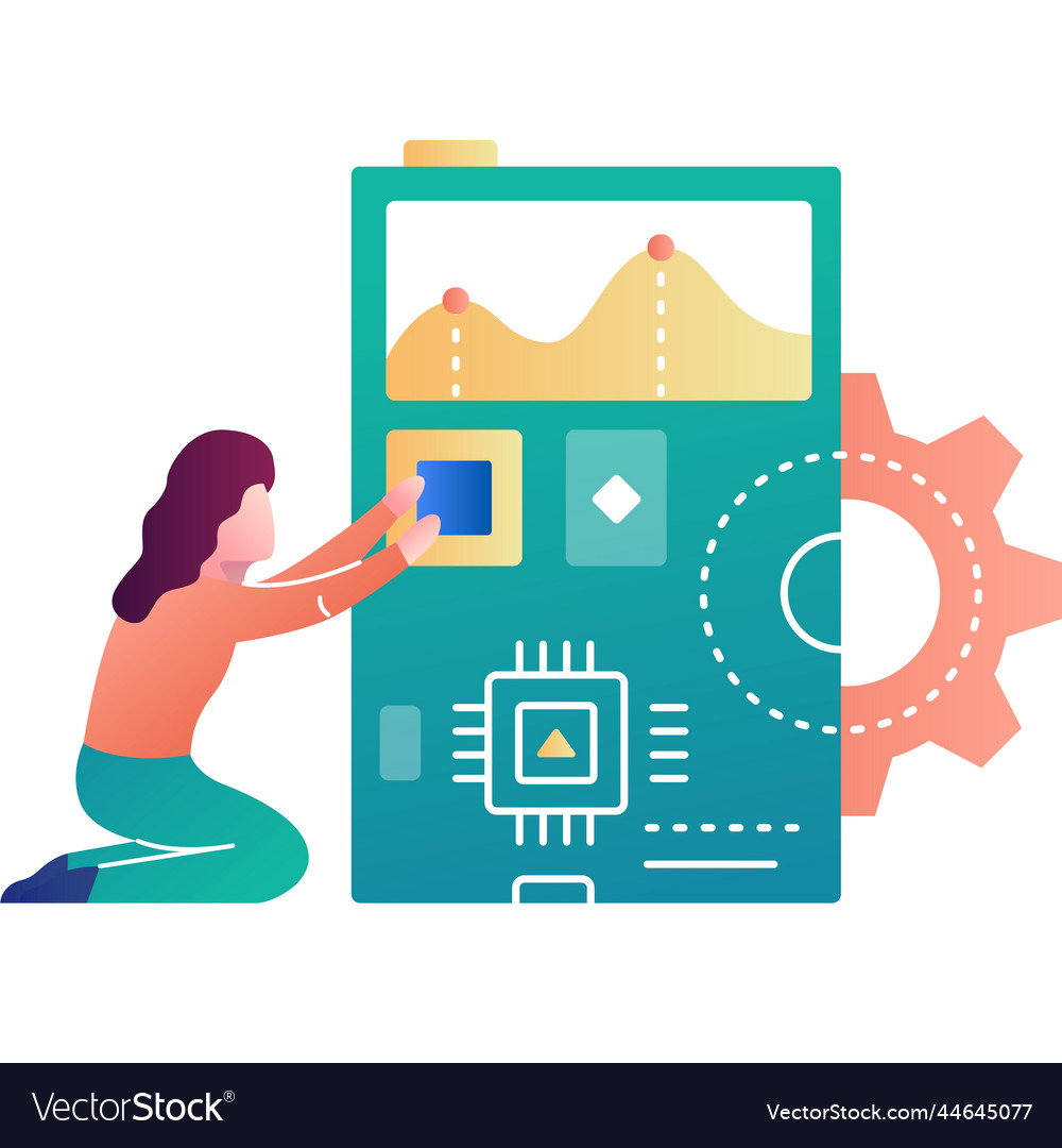 Computer Hardware Icon Girl Repair Cpu Royalty Free Vector