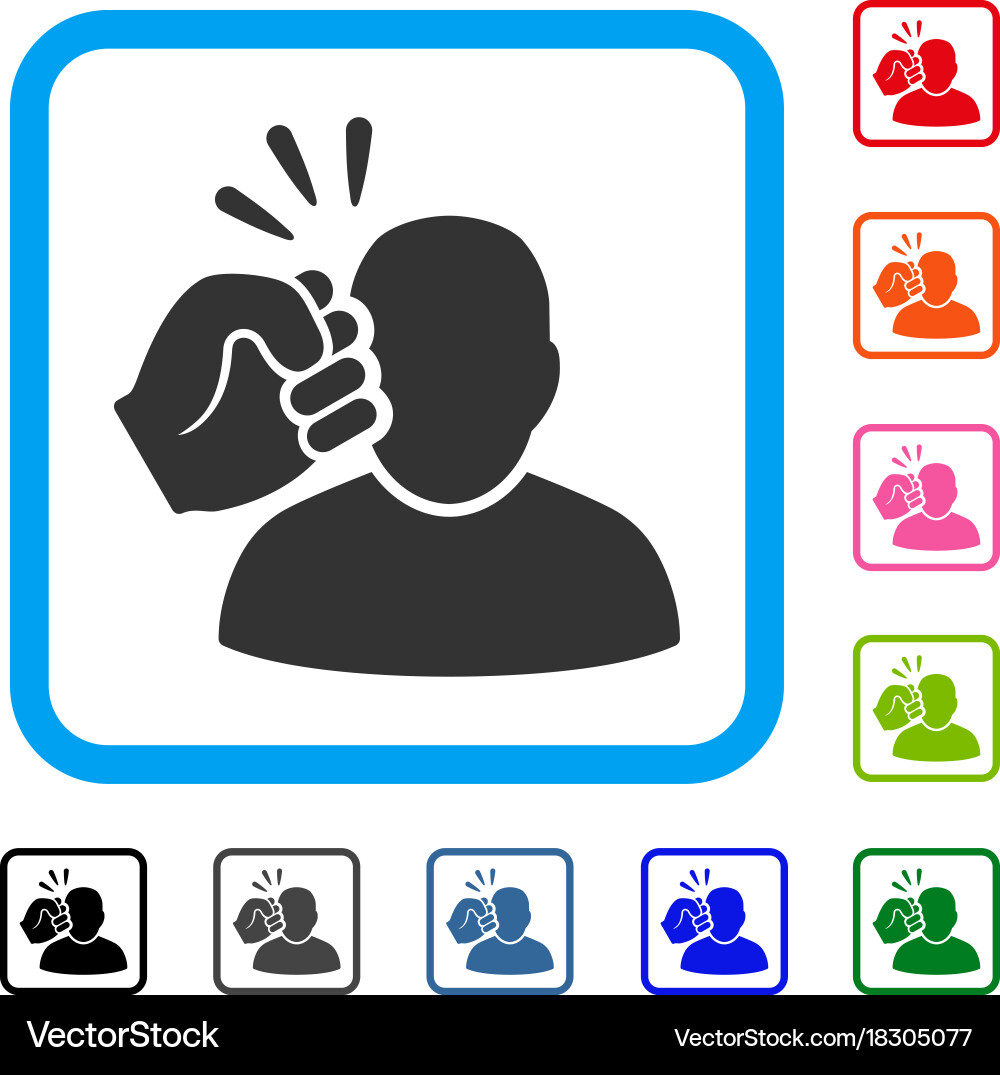 Crime violation fist strike framed icon Royalty Free Vector