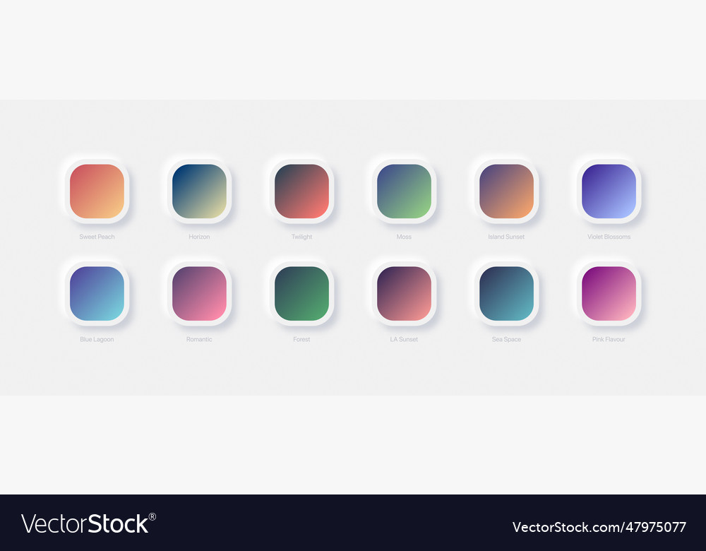 Modern vivid color different bright gradients set Vector Image