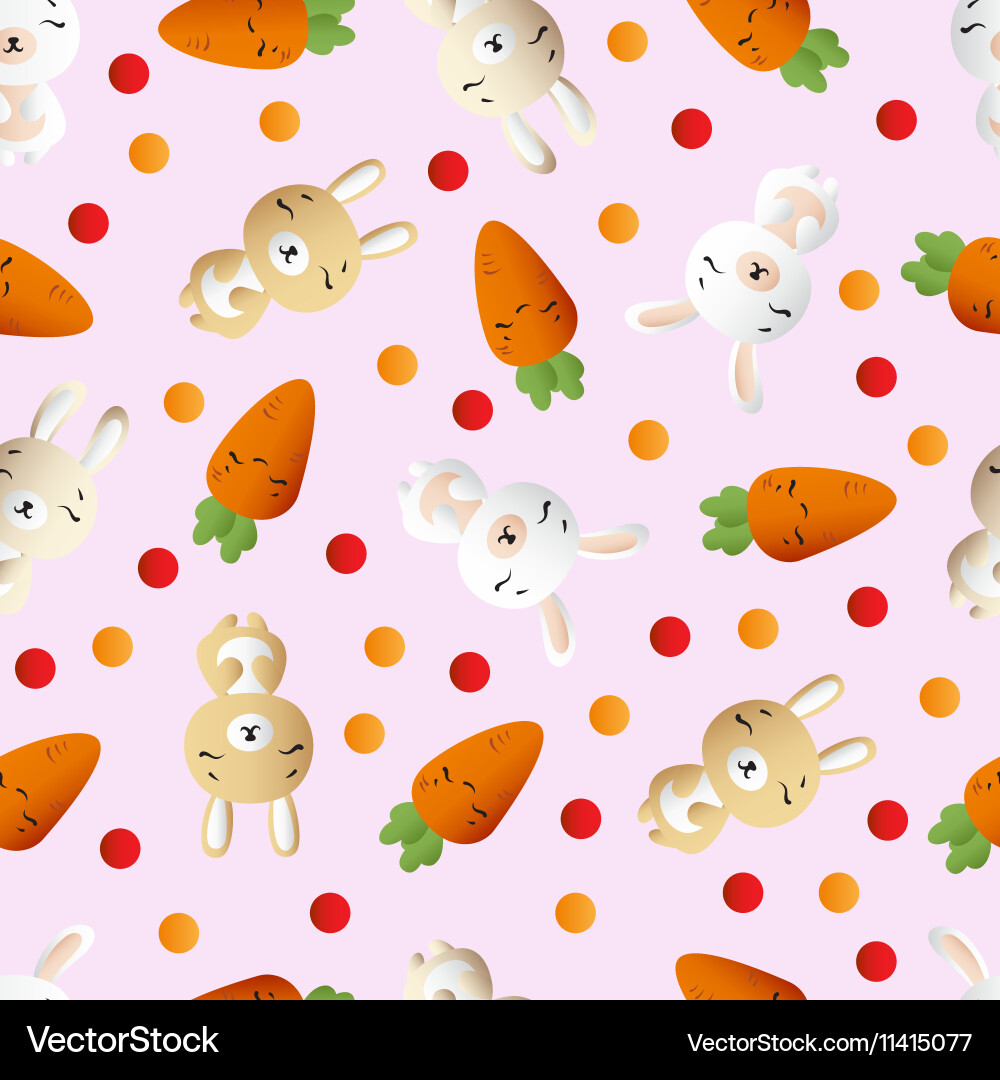 Rabbit and carrot on a pink background Royalty Free Vector