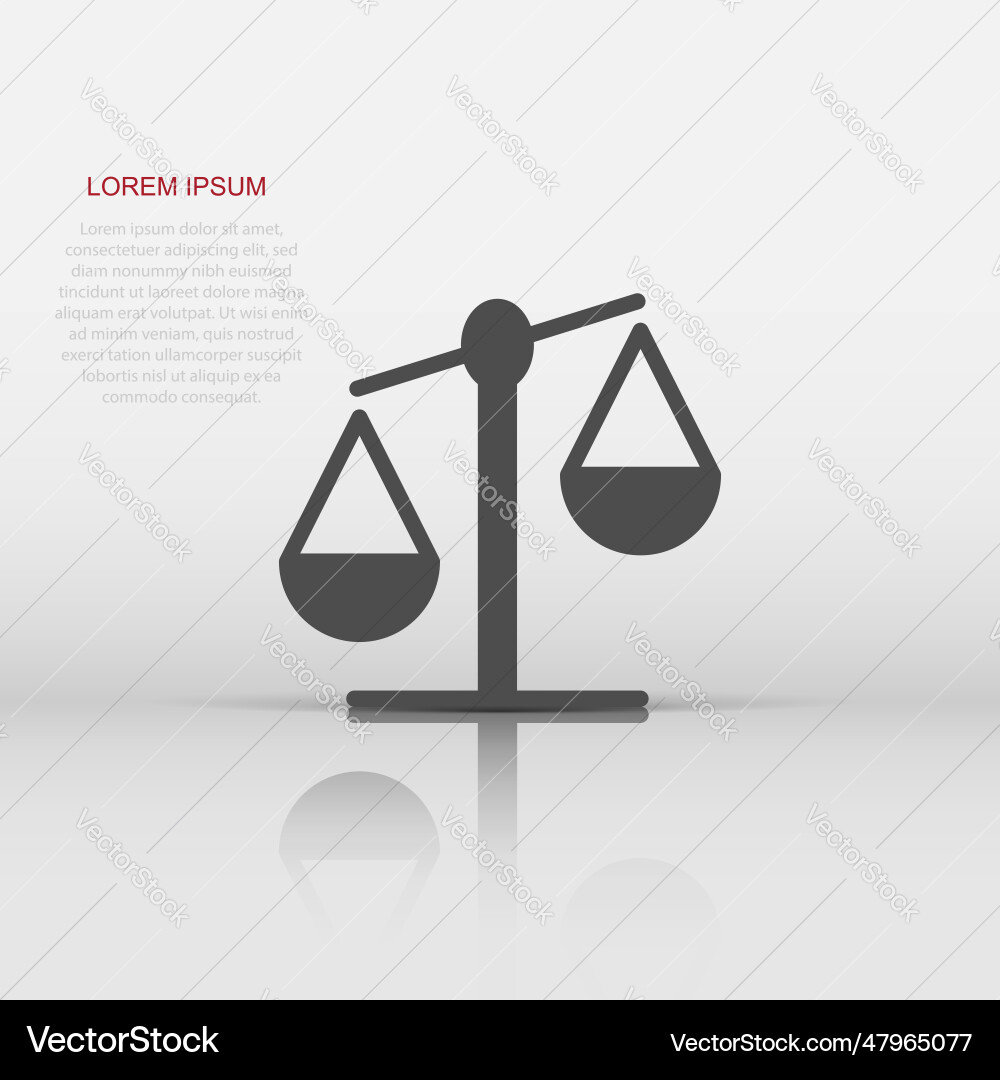 Scale balance icon in flat style justice on white Vector Image