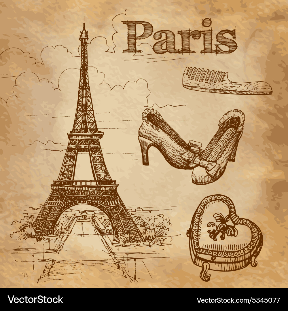 Set of paris symbols Royalty Free Vector Image