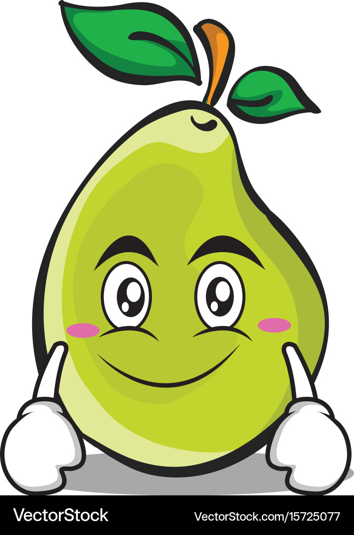 Smile face pear character cartoon Royalty Free Vector Image