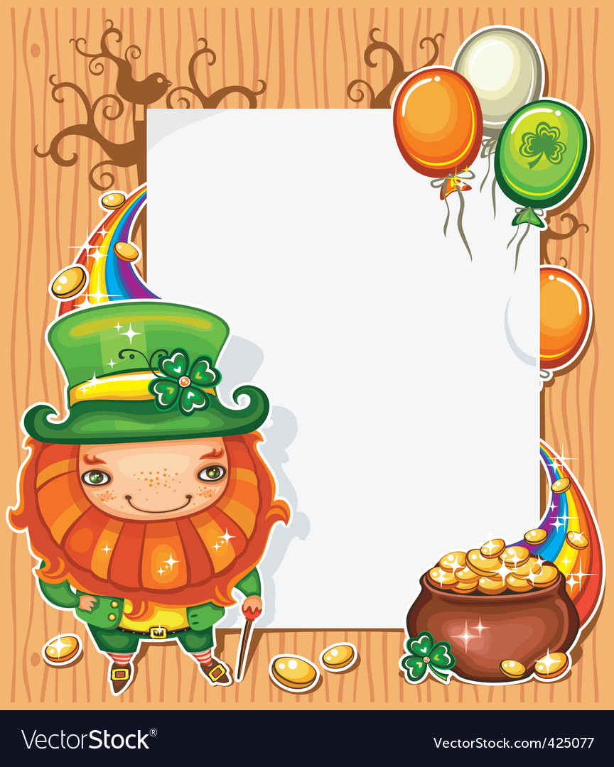 St patricks day cartoon frame Royalty Free Vector Image