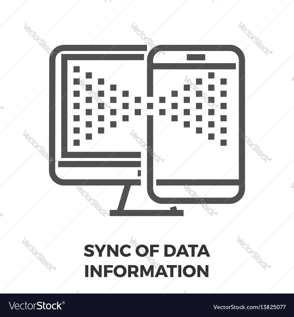 Sync data information line icon Royalty Free Vector Image