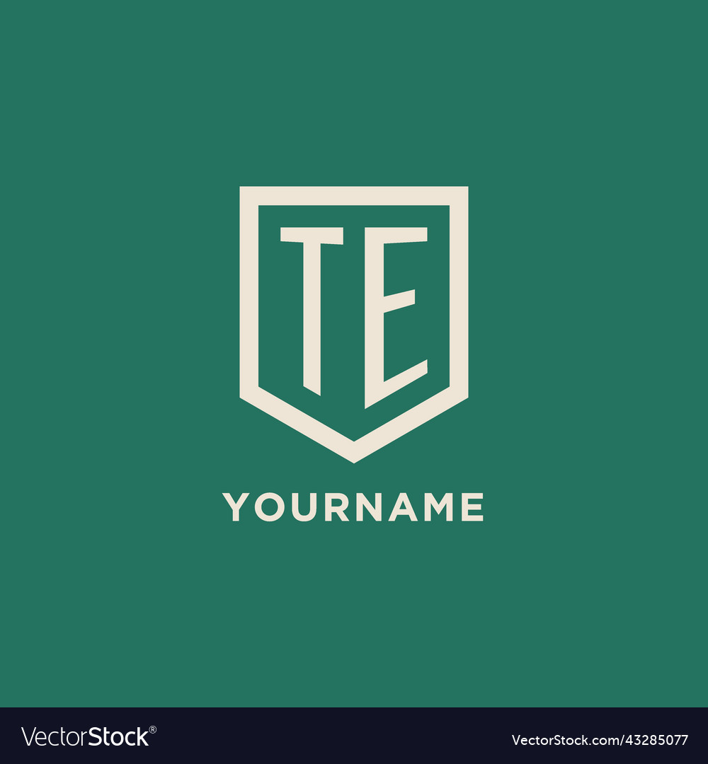 Te initial logo monogram shield geometric shape Vector Image