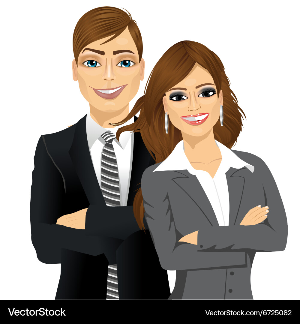 Business people standing with arms folded Vector Image