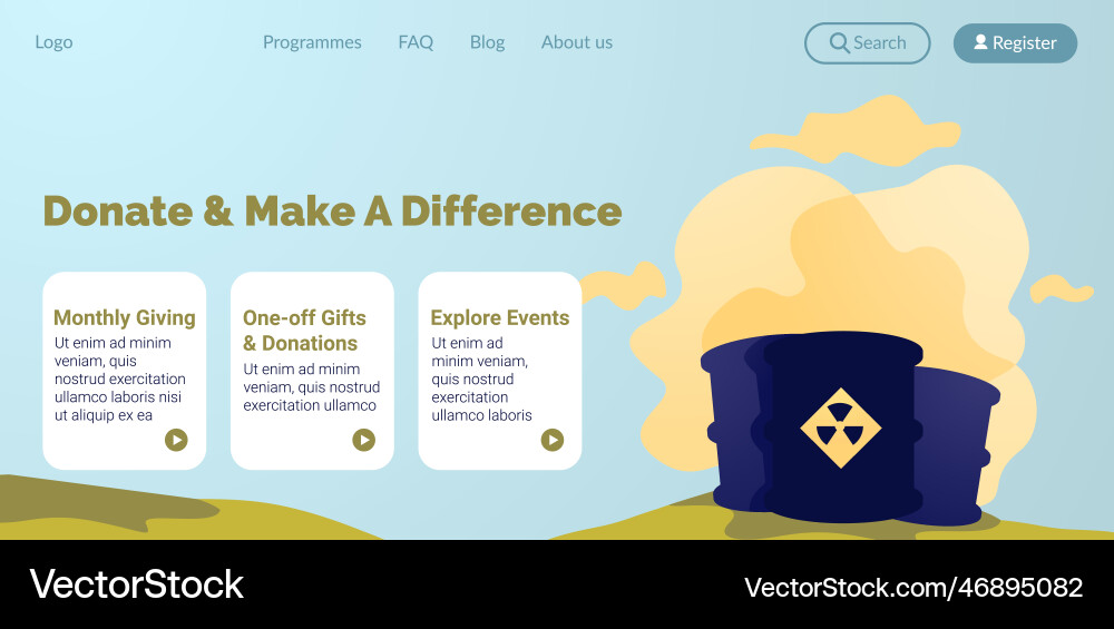 Donate and make difference ecology care website Vector Image