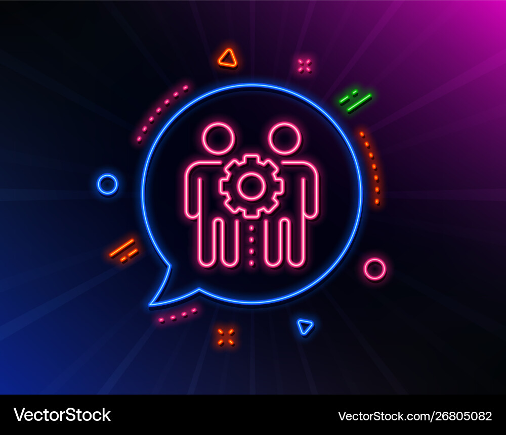 Employees teamwork line icon collaboration sign Vector Image