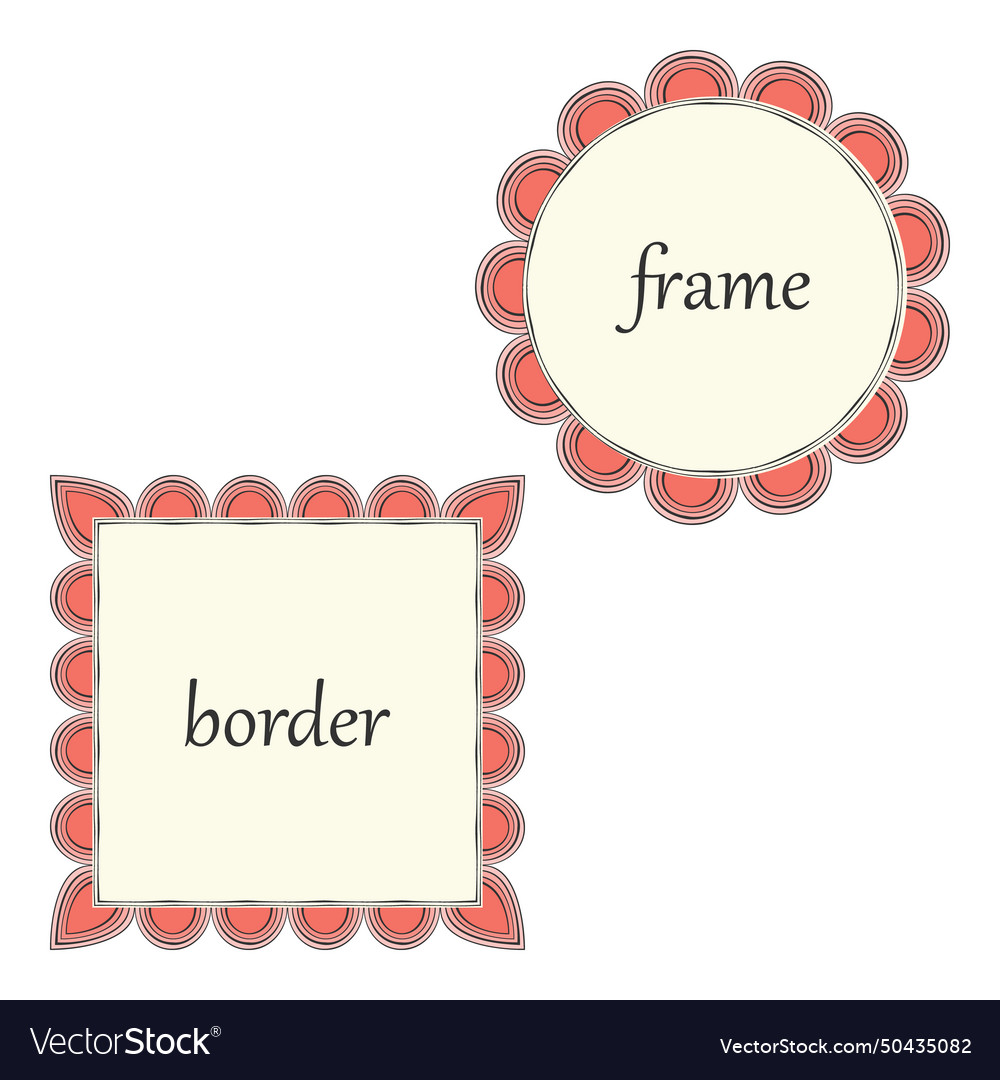 Frames set circle square shape background hand Vector Image