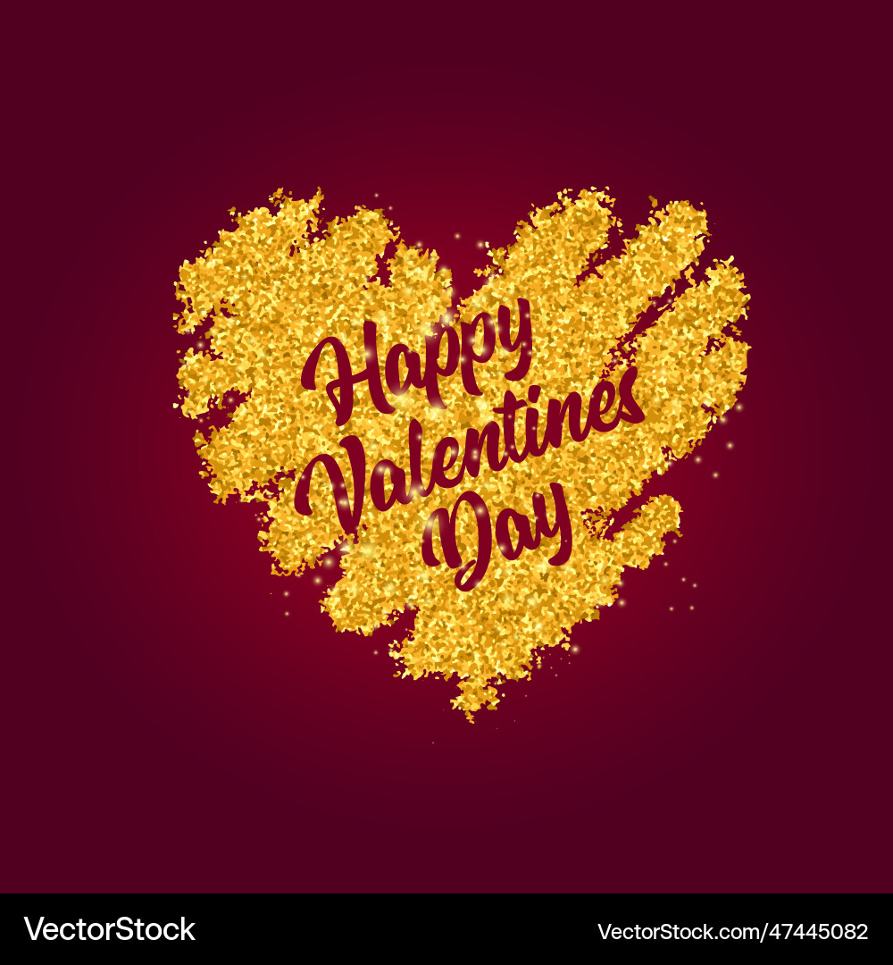 Gold heart with lettering Royalty Free Vector Image