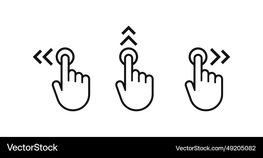Hand finger left right up icons set Royalty Free Vector