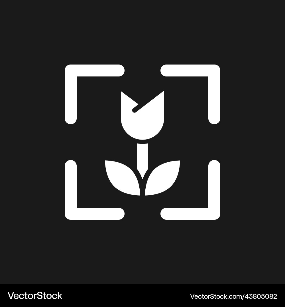 Macro photo mode dark glyph ui icon Royalty Free Vector