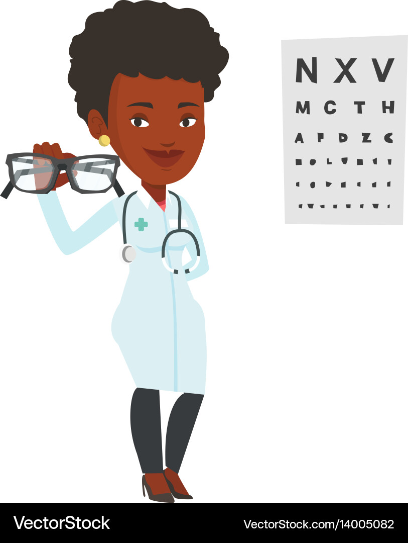 Professional ophthalmologist holding eyeglasses Vector Image