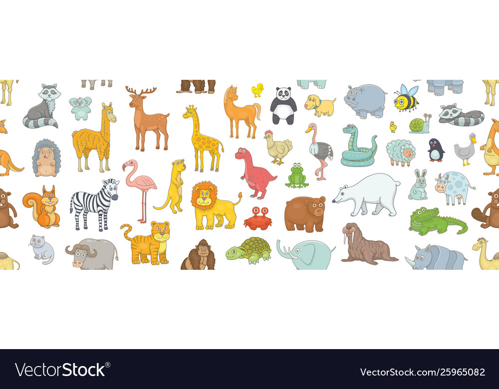 Seamless pattern with different animals Royalty Free Vector