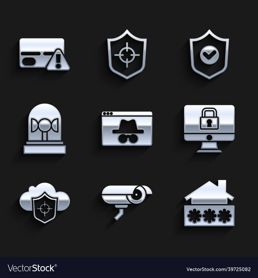 Set browser incognito window security camera Vector Image Set browser incognito window security camera Vector Image