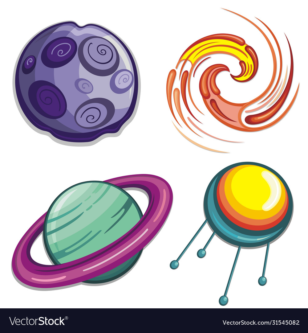 Set cartoon planets Royalty Free Vector Image - VectorStock