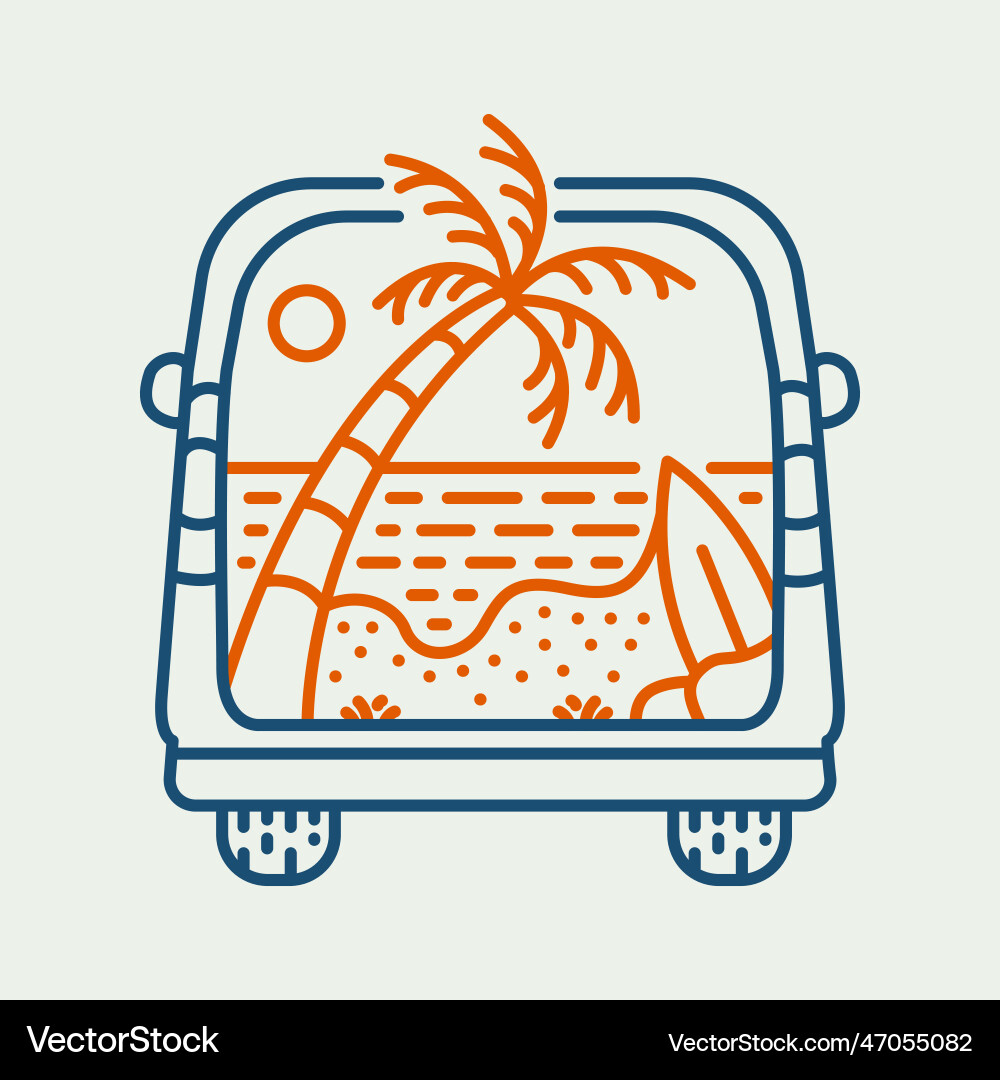Summer beach van monoline design for apparel Vector Image