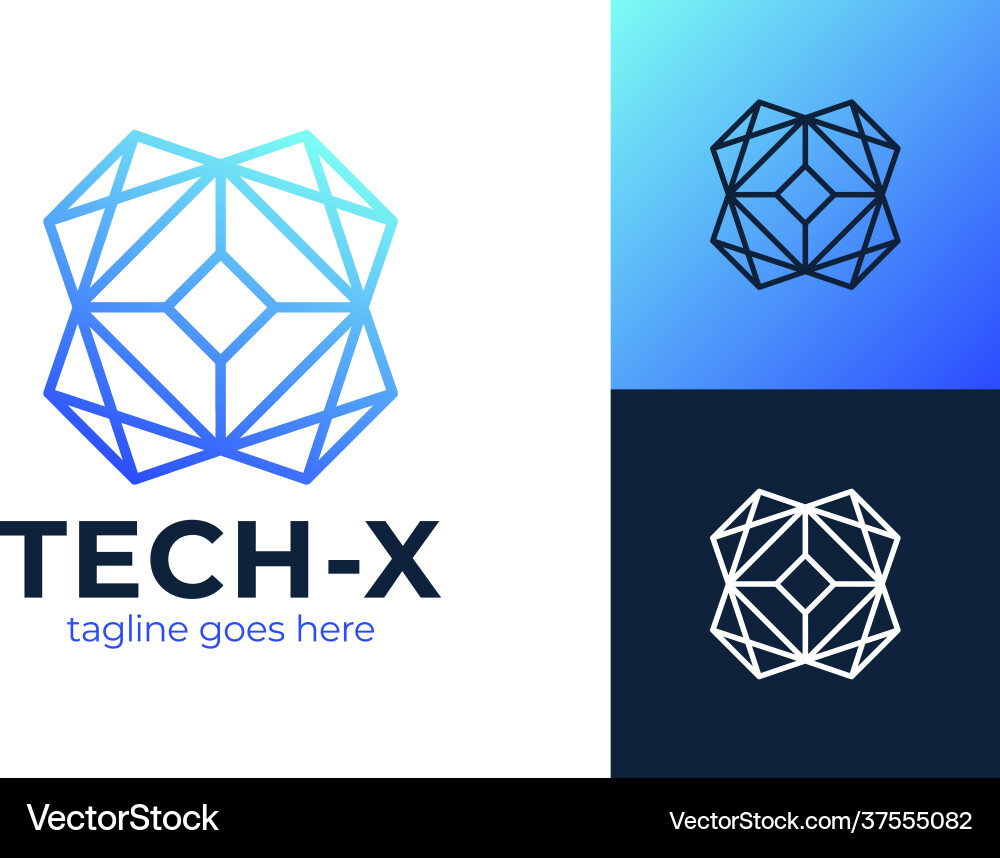 Technology letter x logo innovate blue Royalty Free Vector