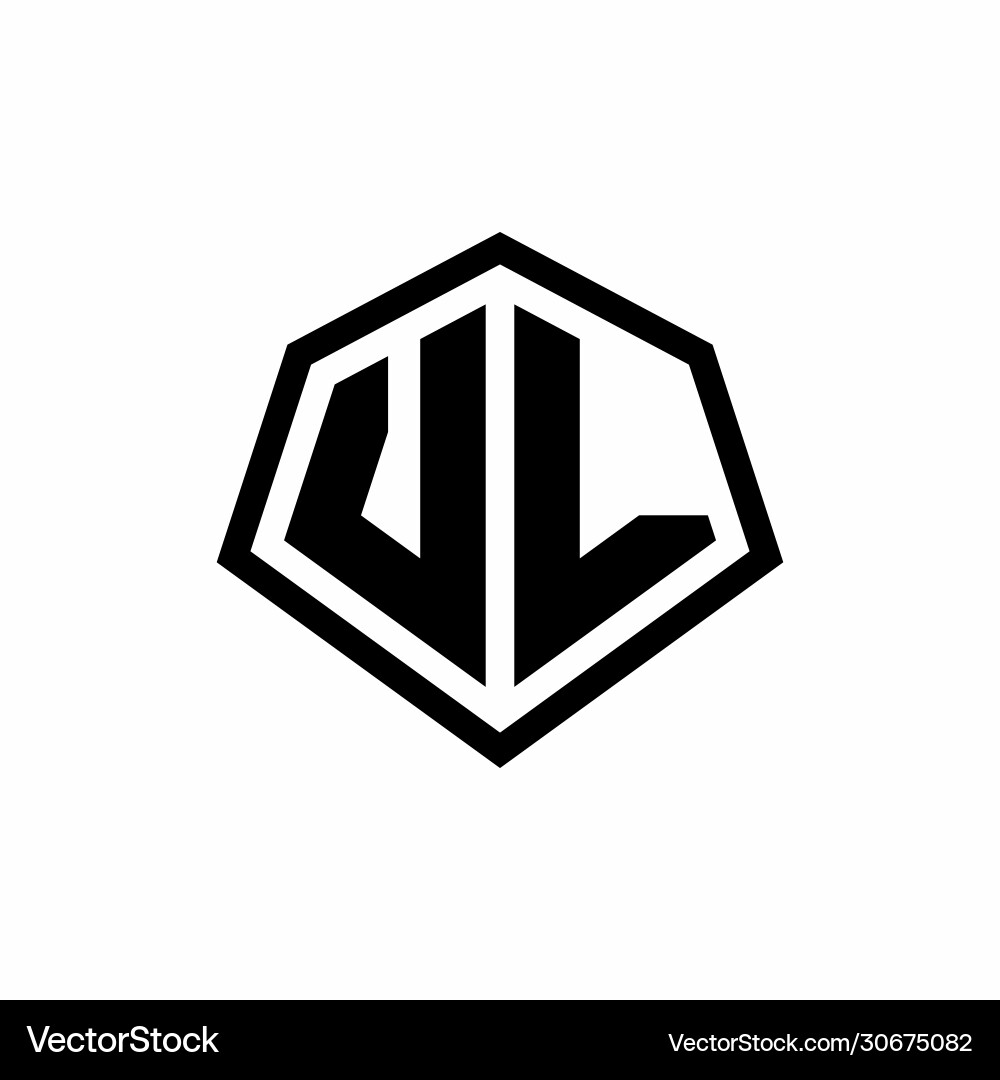 Vl monogram logo with hexagon shape and line Vector Image