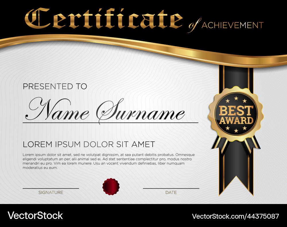 Black certificate diploma template in modern style