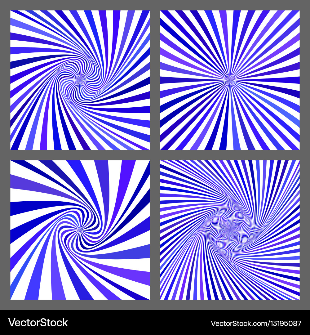 Blue spiral and ray burst background set Vector Image