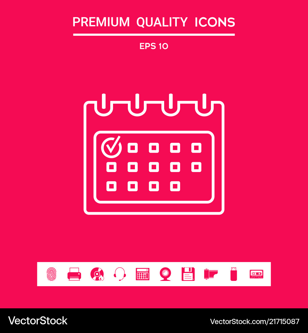 Calendar with check mark- line icon graphic Vector Image