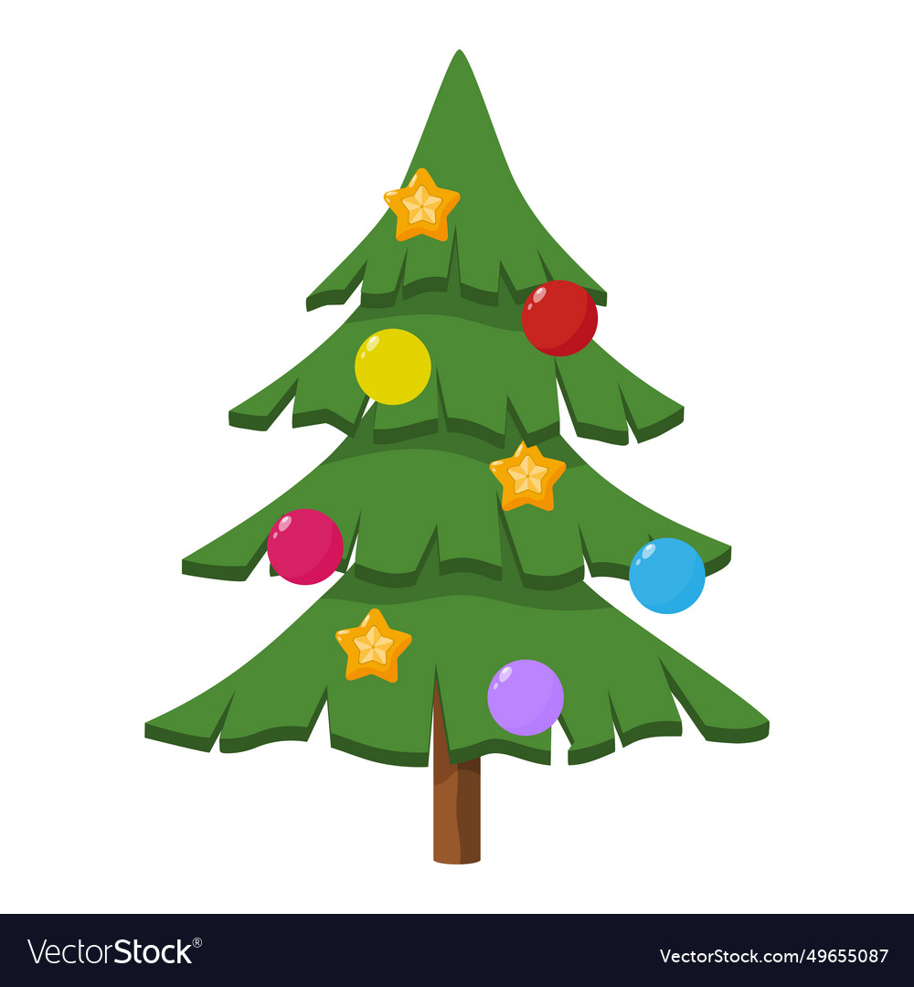 Christmas tree with ornaments Royalty Free Vector Image