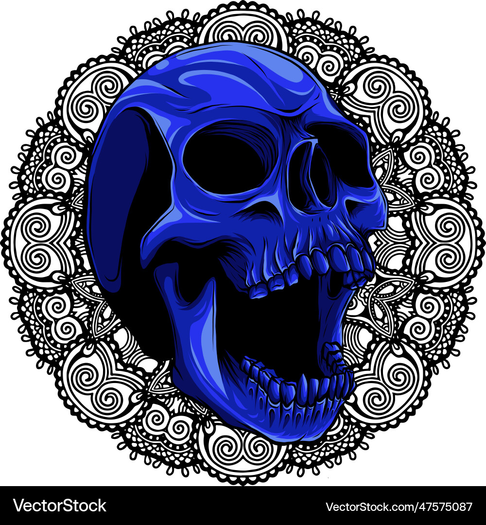 Colored draw of human skull Royalty Free Vector Image