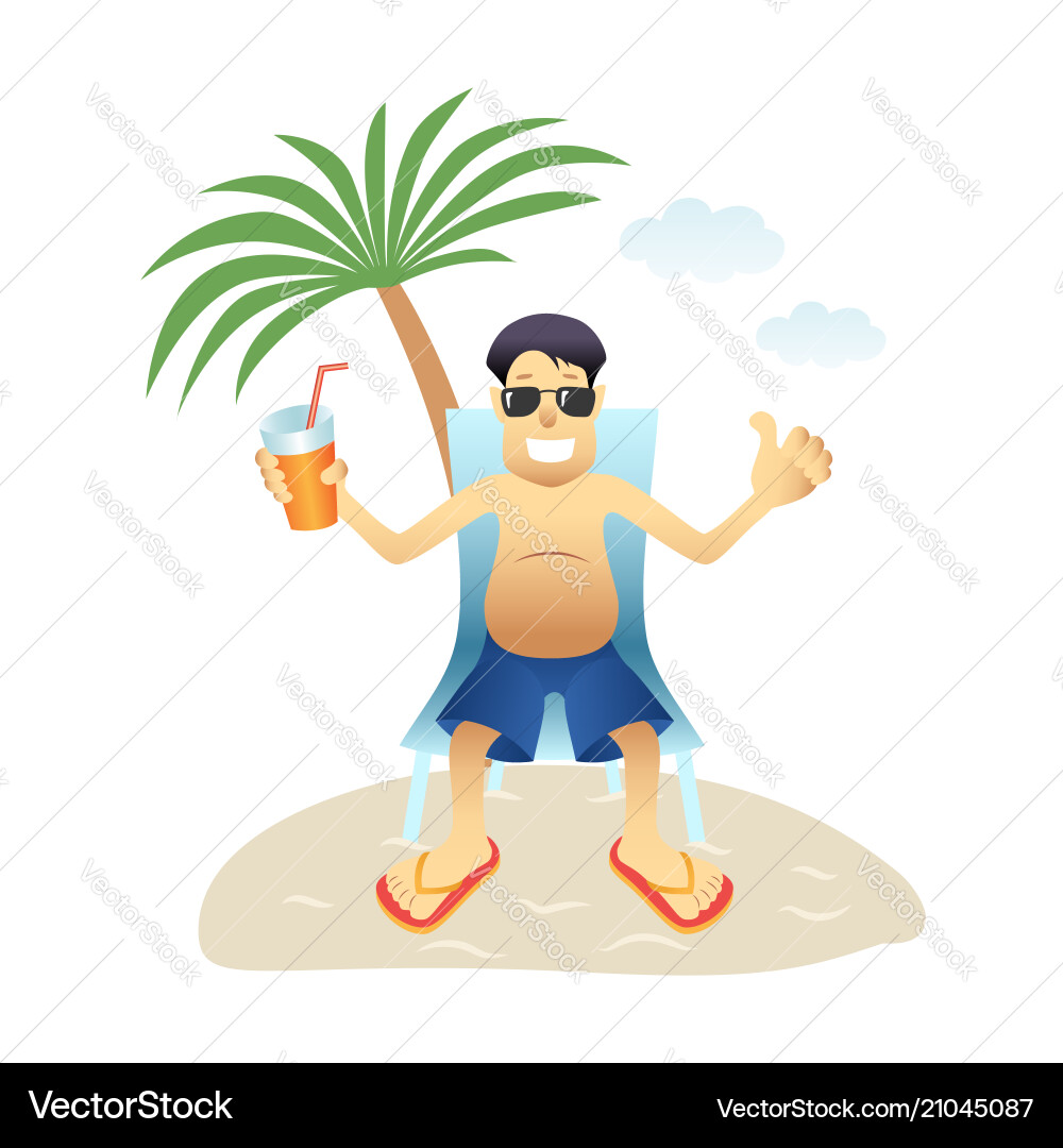 Conceptual man banner on beach isolated flat Vector Image