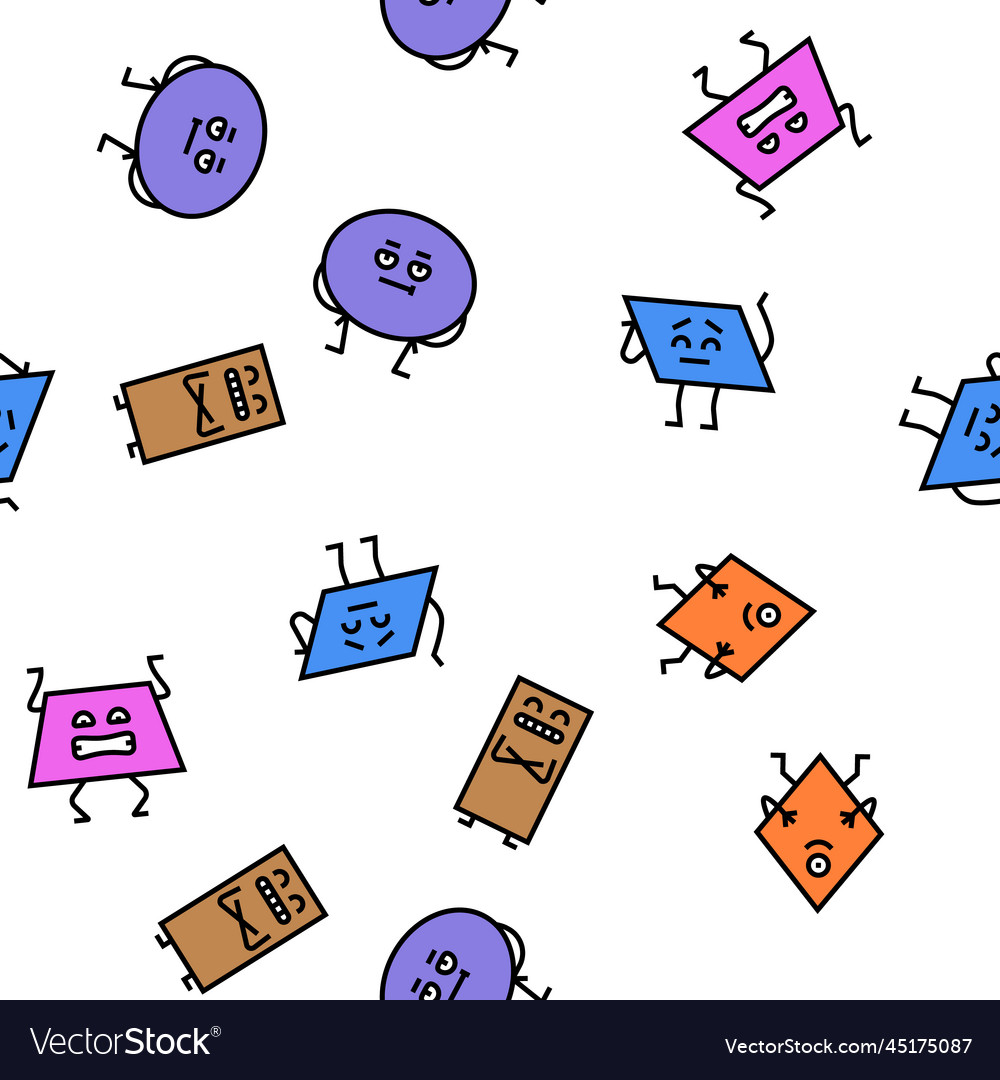 Geometric Shape Character Seamless Pattern Vector Image